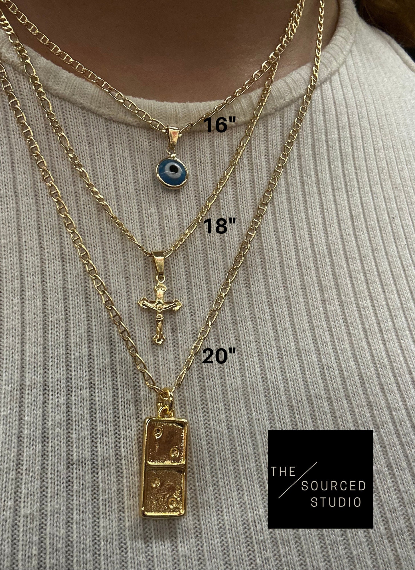 Domino Charm Necklace 18K Gold Filled Domino Charm Pendant Necklace ...