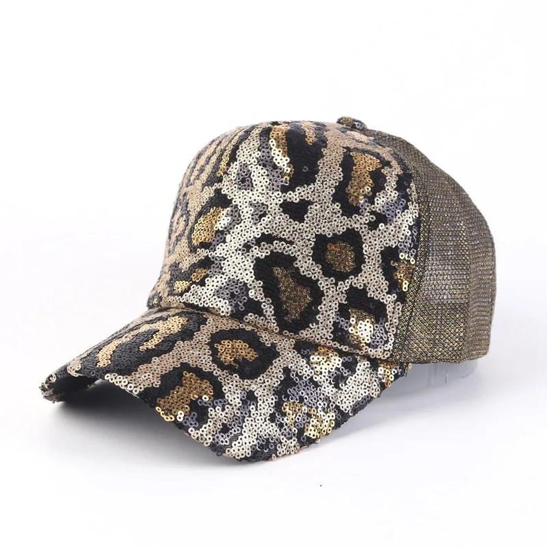 Leopard Cheetah Gold Sequence Hat Glitter Baseball Cap - Etsy