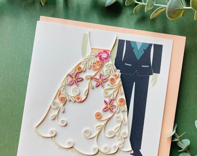 Wedding Quilling Cards Mr & Mrs Bride and Groom Handmade Paper Art ...