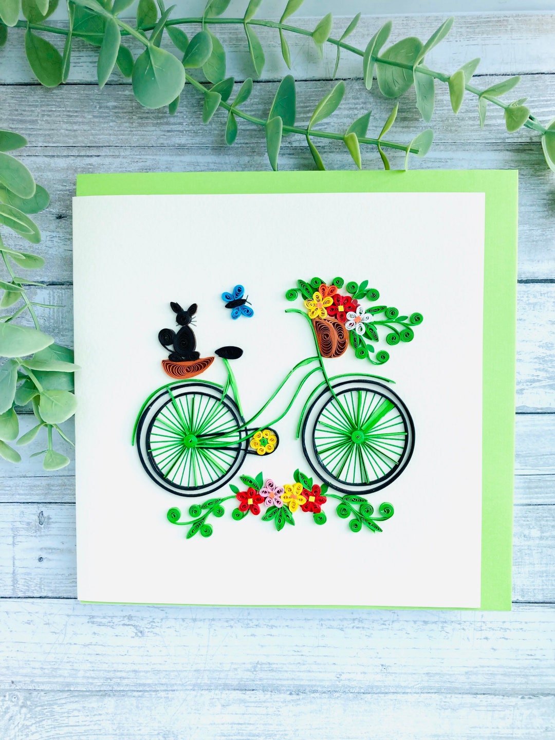 Spring Bicycle With Flower Basket/ Quilling Cards/ Special Occasions ...