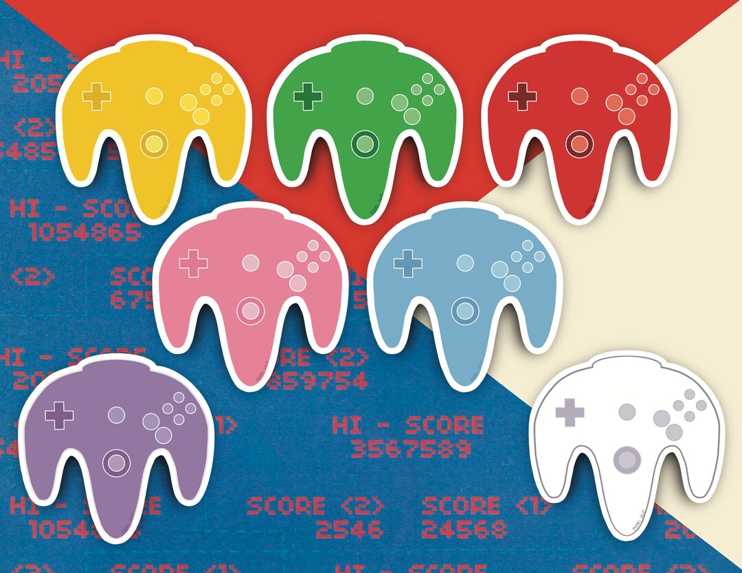 Nintendo 64 Controller Sticker Set N64 Technology Gaming Nintendo Vinyl ...