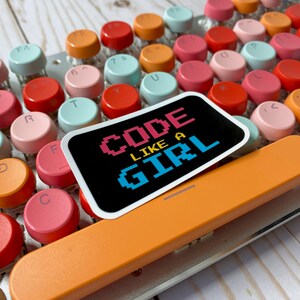 Code Like a Girl Sticker | Technology | Computer Science | Programmer ...