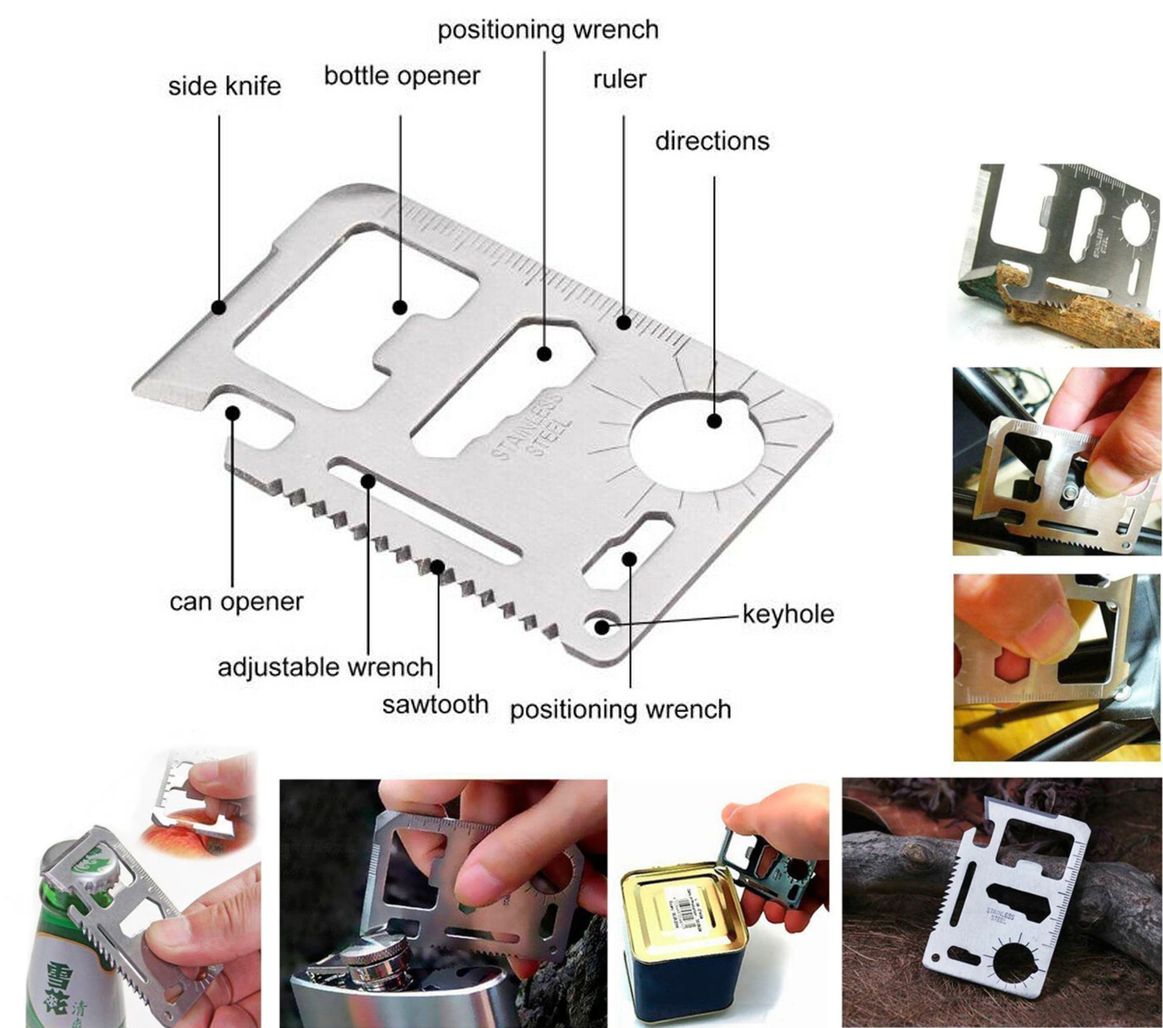 Emergency Survival Kit Compact Pocket Size Tools in a Clear Windowed ...