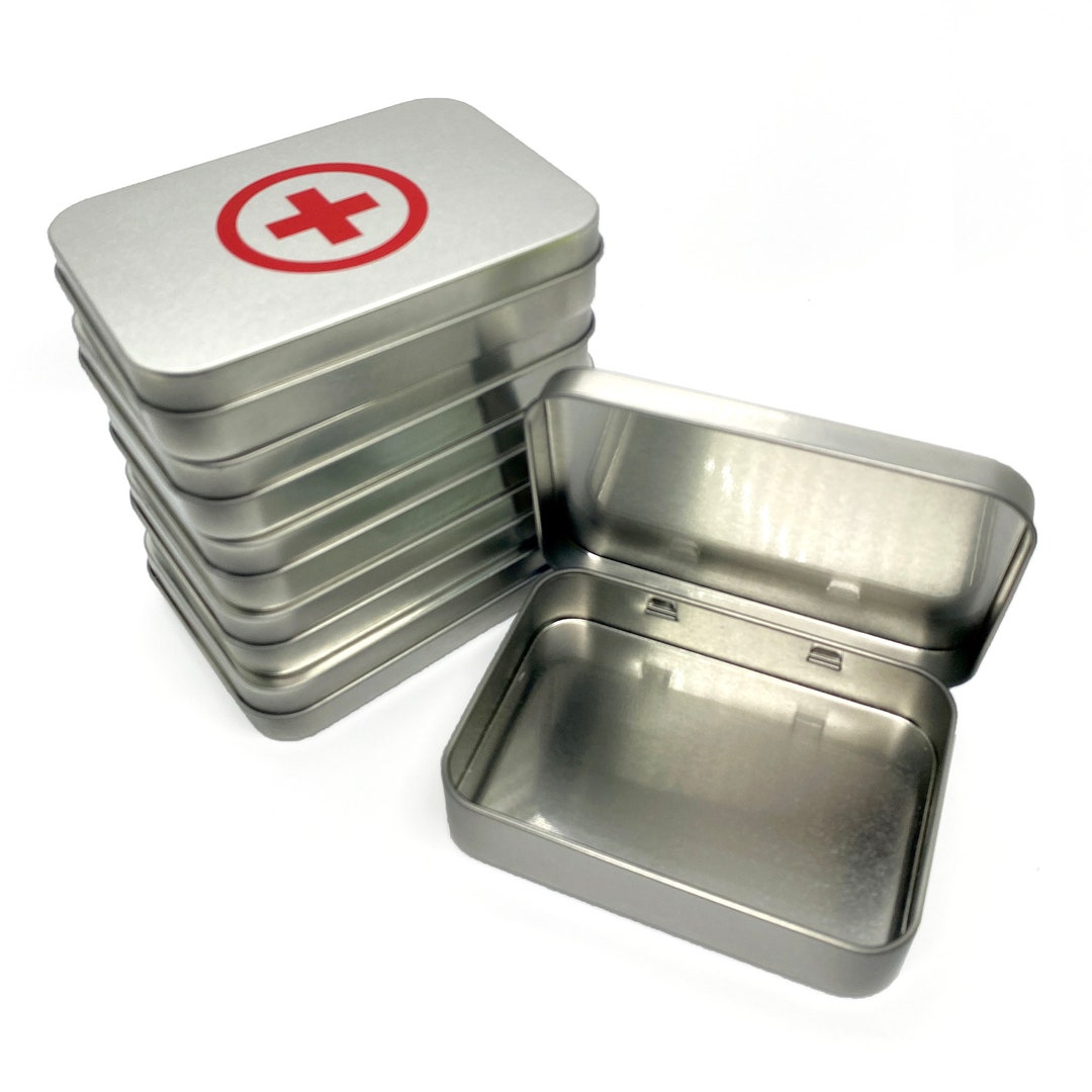 Empty Metal Tins First Aid Storage Container W/ Lid (medicine Pill Box ...