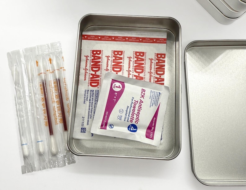 Empty Metal Tins First Aid Storage Container W/ Lid (medicine Pill Box ...