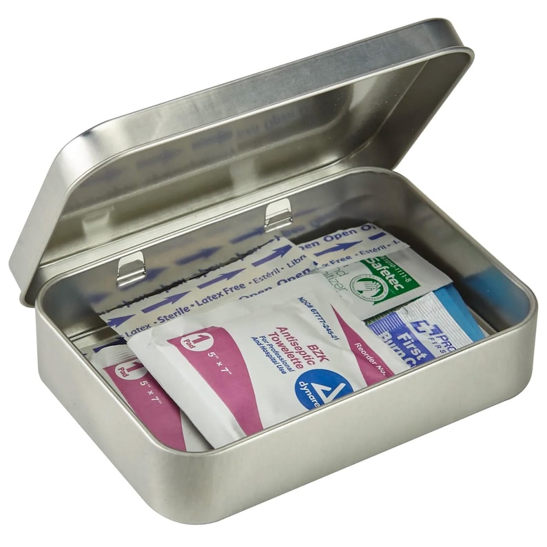 Empty Metal Tins First Aid Storage Container W/ Lid (medicine Pill Box ...