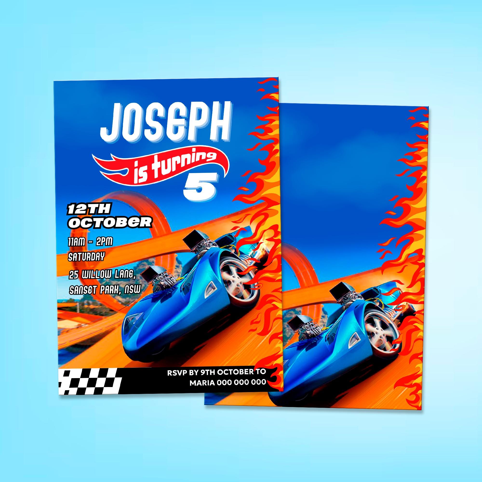 Hot Wheels Birthday Invitation, Editable Canva Template, Race Car Party ...