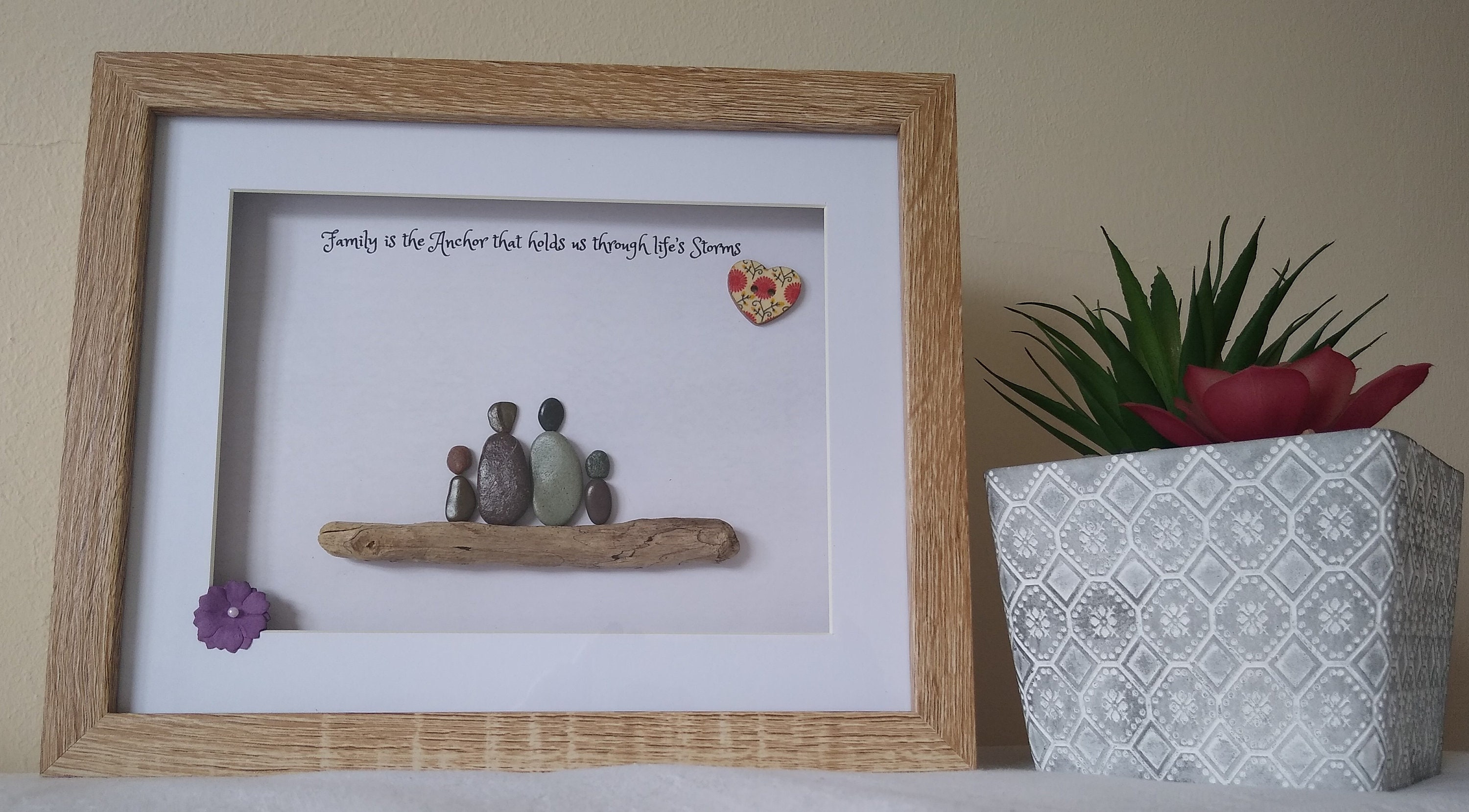 Family Love Family Picture Frame Pebble Art Family is an | Etsy