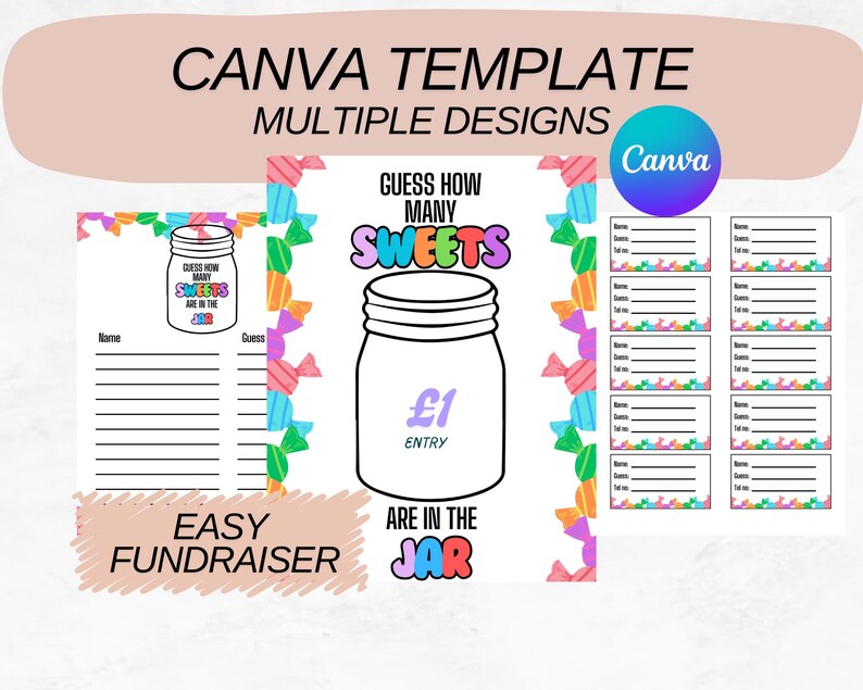 Charity Fundraising Game Template. Guess How Many Sweets Are in the Jar ...