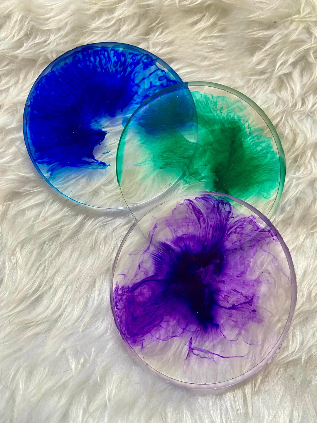 Color Splatter Coasters Resin Clear Coasters With Color - Etsy