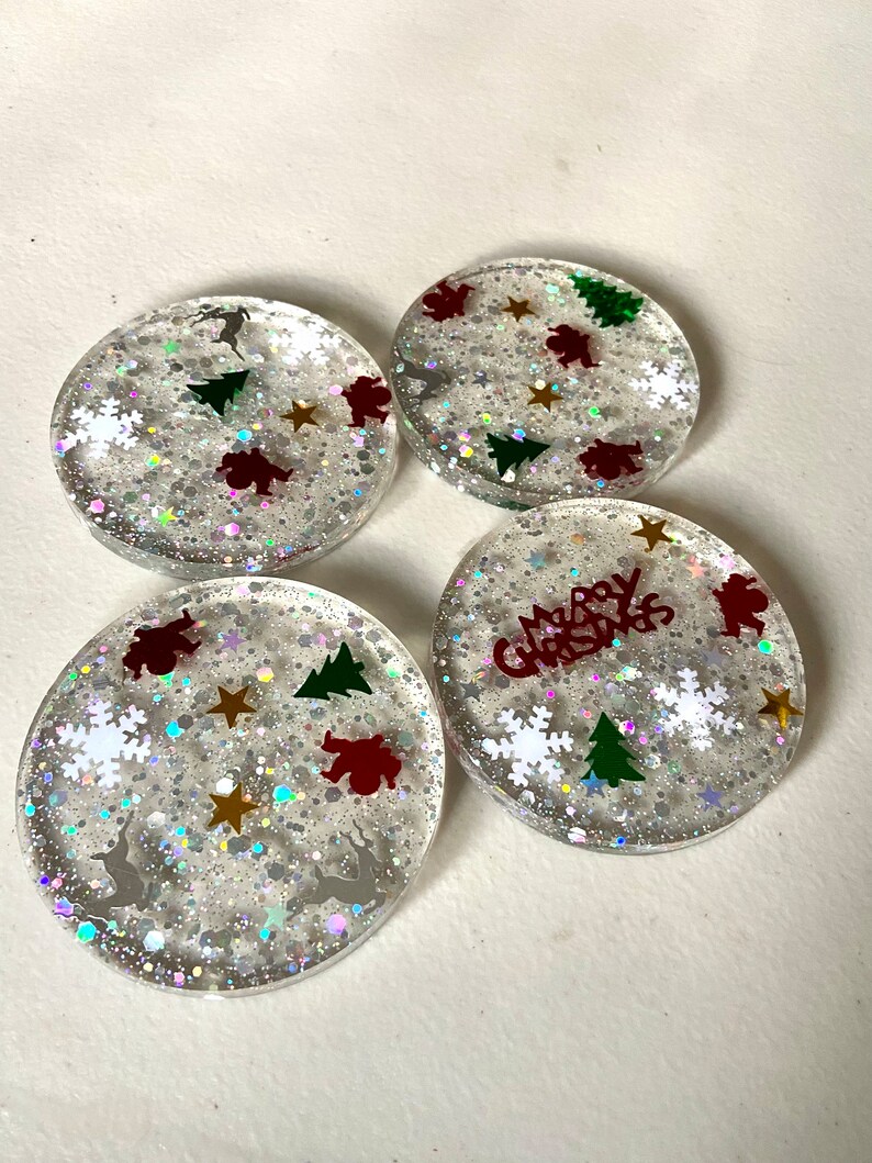 Christmas Resin Coaster Set Christmas Coaster Set With - Etsy