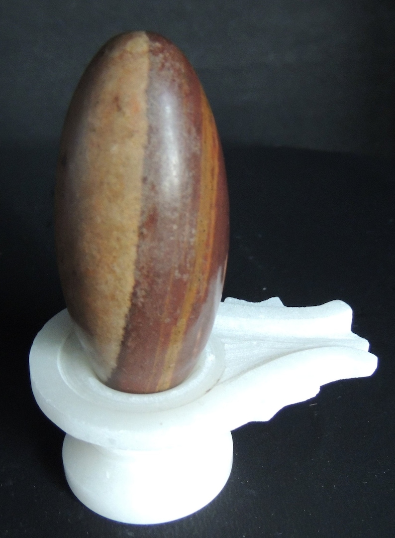 NS-A39 . Narmadeshwar Shiva lingam-3.25 Inches With White Marble Yoni ...