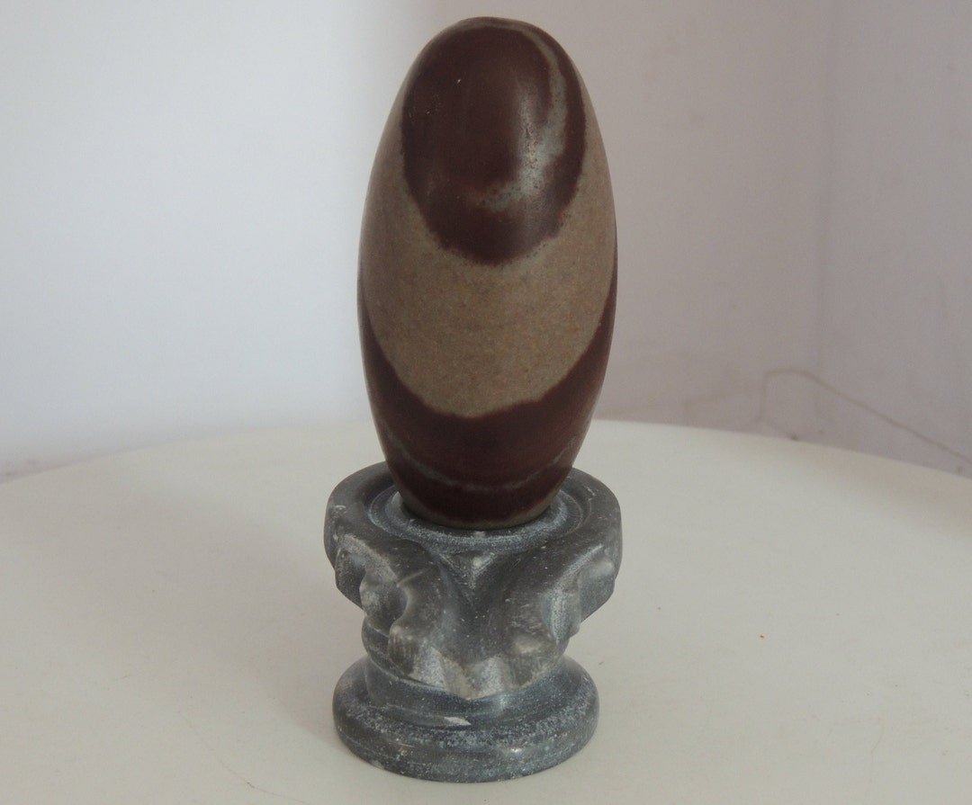 Narmadeshwar Shiva Lingam- 3.6 Inches & One Grey/black Marble Yoni Base ...