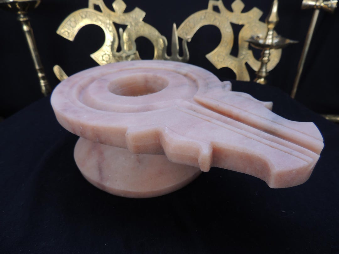 Yoni Base / Damroo Shape Jaladhari- 8 Inches. Pinkish Marble Stone, for ...