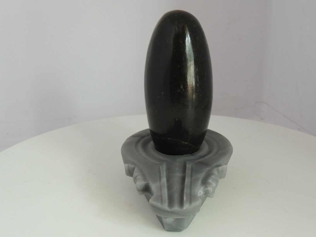 Black Lingam 4.5 Inches , 1 Fine Hand Carved Greyish Black Marble Yoni ...