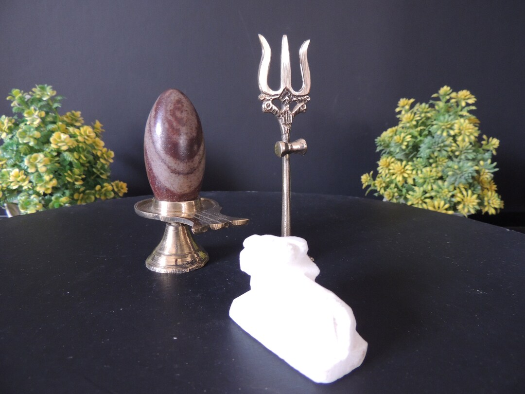 Shiva Lingam-2 Inches With Brass Jaladhari Base Trishul & - Etsy
