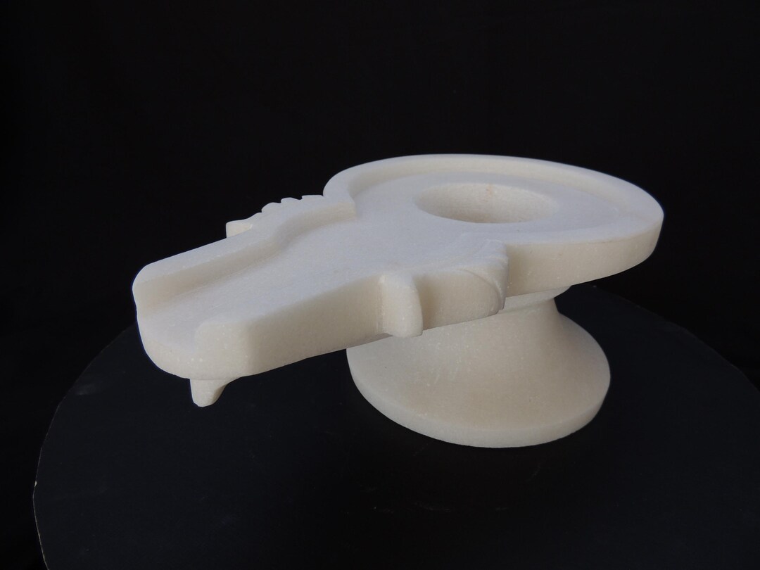 Yoni Base / Damroo Shape Jaladhari- 10" in Length. White Marble Stone ...