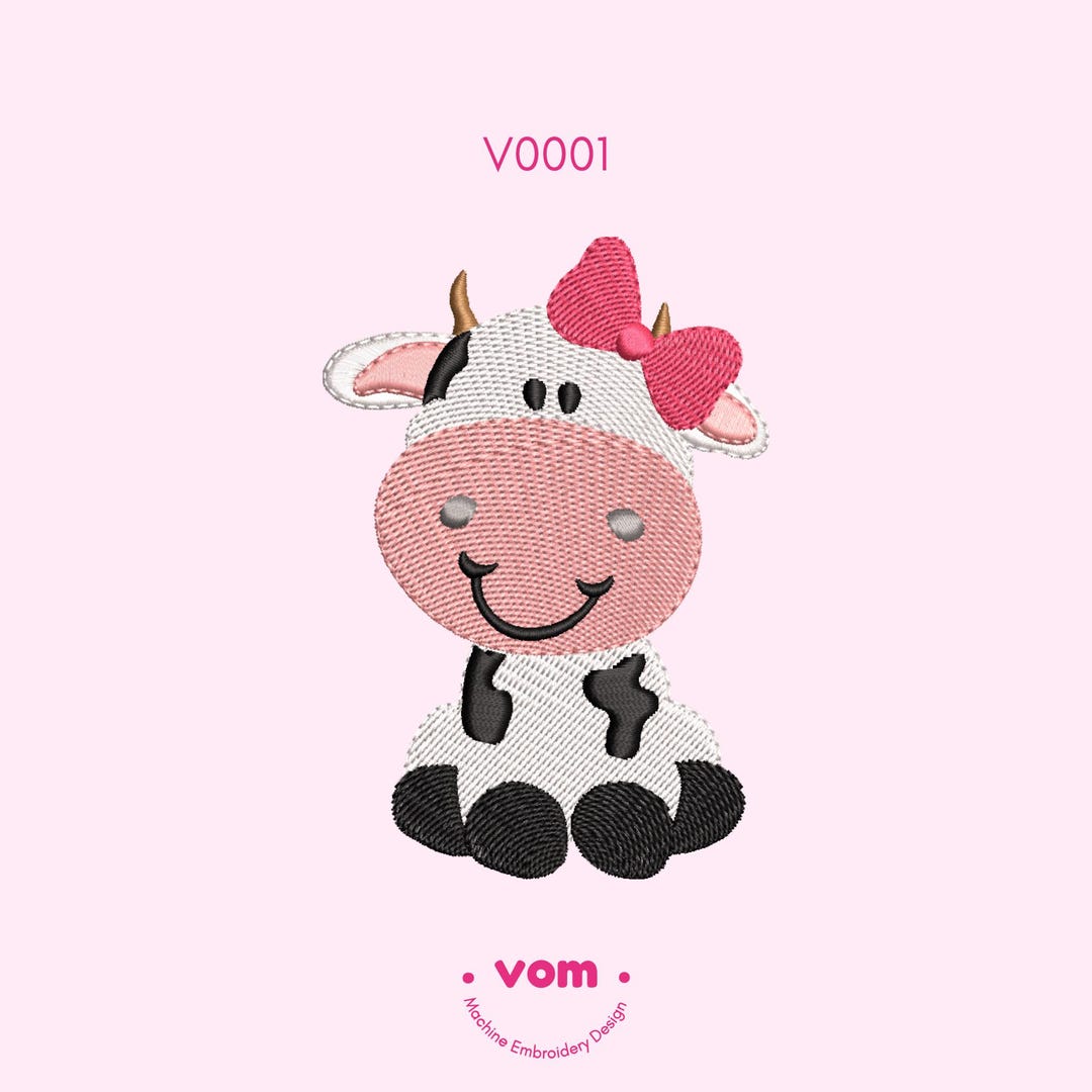 Cute Cow Embroidery File - Machine Embroidery Design - 7 Sizes ...