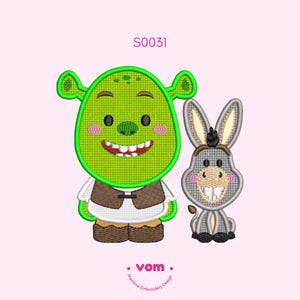 Shrek & Donkey APPLIQUE Machine Embroidery Design in 7 Sizes - Etsy