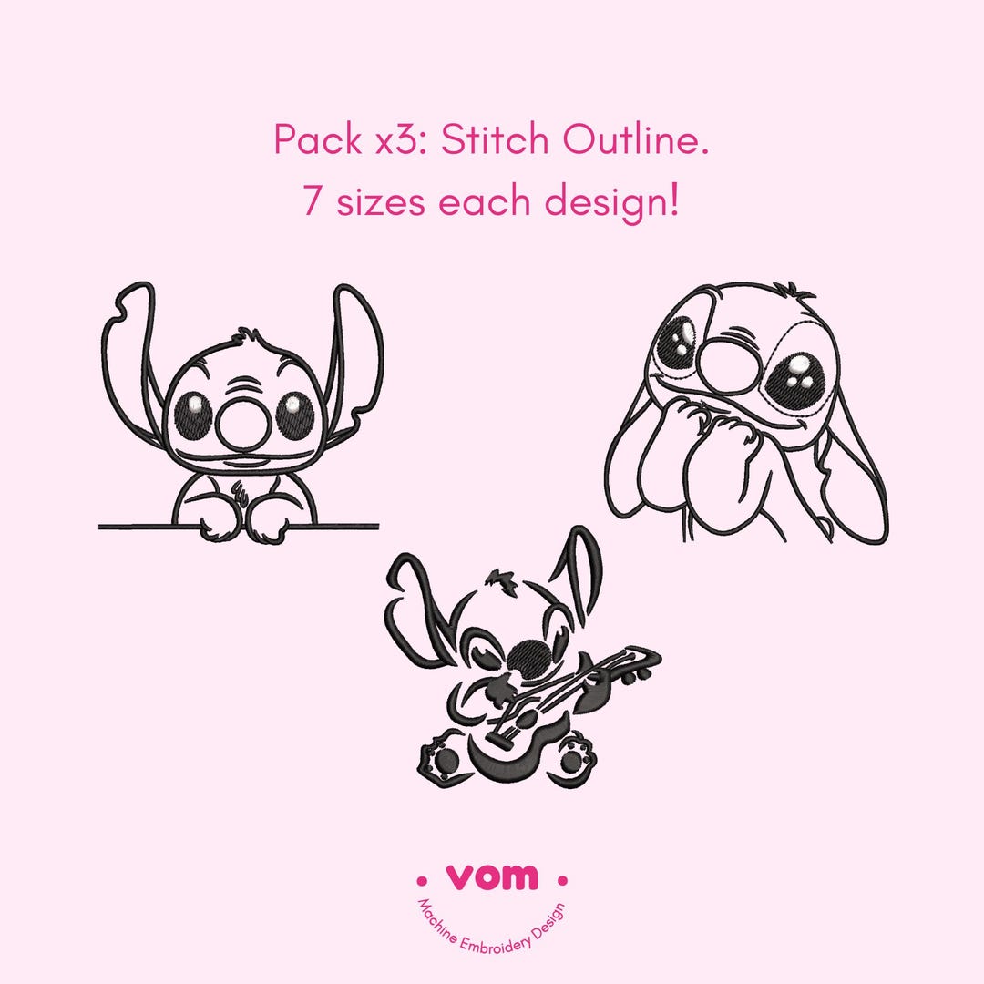 Pack X3 Stitch Outline - Machine Embroidery Design - 7 Sizes Each ...