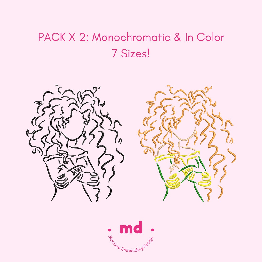 Princess Merida brave Machine Embroidery Design Pack X2: in Black & in ...