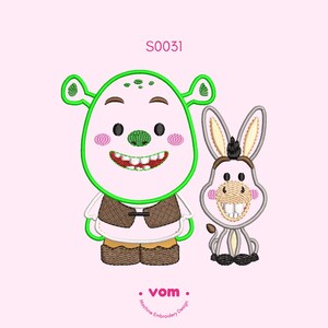 Shrek & Donkey APPLIQUE Machine Embroidery Design in 7 Sizes - Etsy