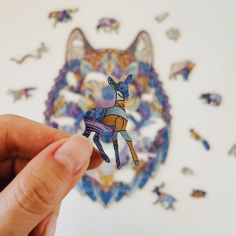 Wild Wolf Wooden Jigsaw Puzzle: Laser Cut Animal Pieces - Etsy