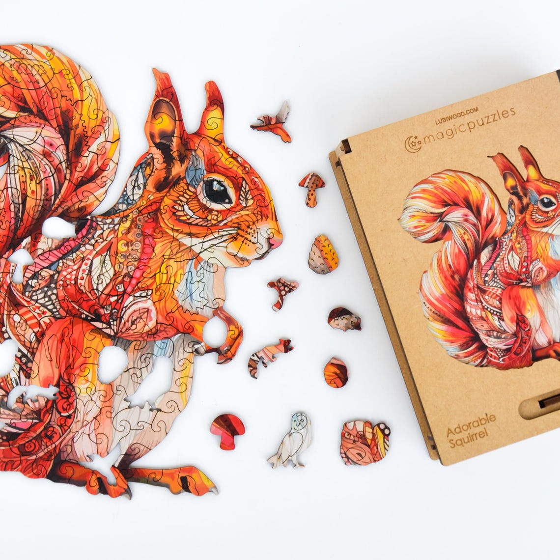 Squirrel Wooden Jigsaw Puzzle: Laser Cut Animal Pieces, A4 Size - Etsy