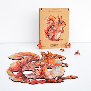 Squirrel Wooden Jigsaw Puzzle: Laser Cut Animal Pieces, A4 Size - Etsy