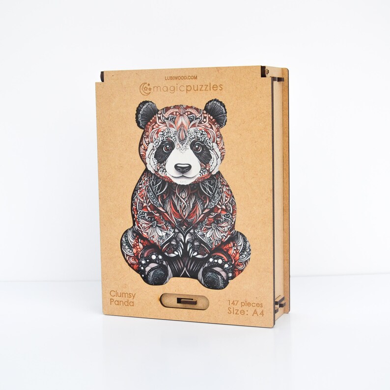 Clumsy Panda Wooden Jigsaw Puzzle: Laser Cut 3D Animal Pieces - Etsy