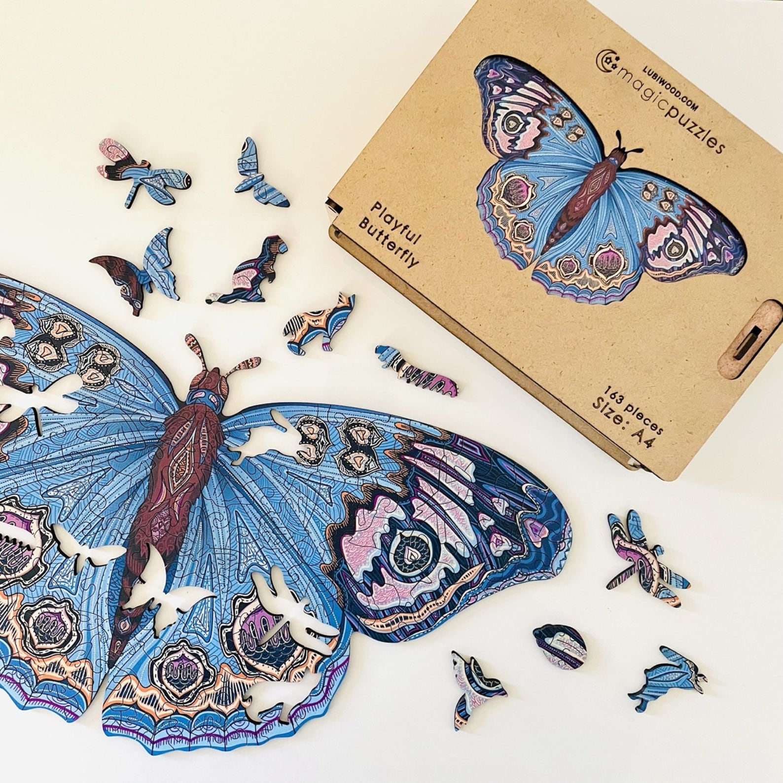 Playful Butterfly Wooden Jigsaw Puzzle for Adults and Kids - Etsy