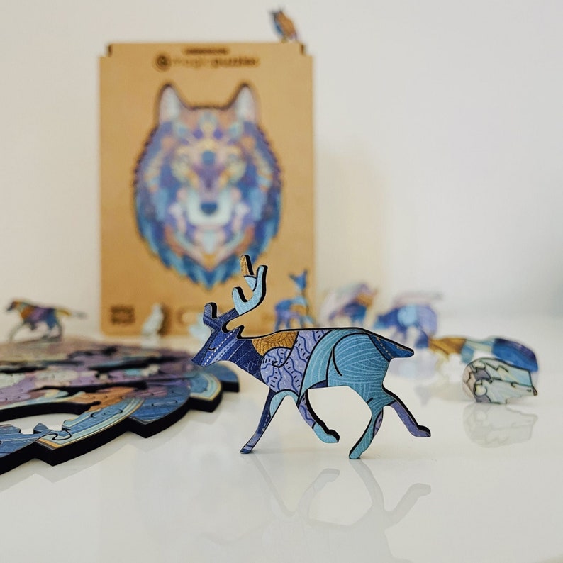 Wild Wolf Wooden Jigsaw Puzzle: Laser Cut Animal Pieces - Etsy