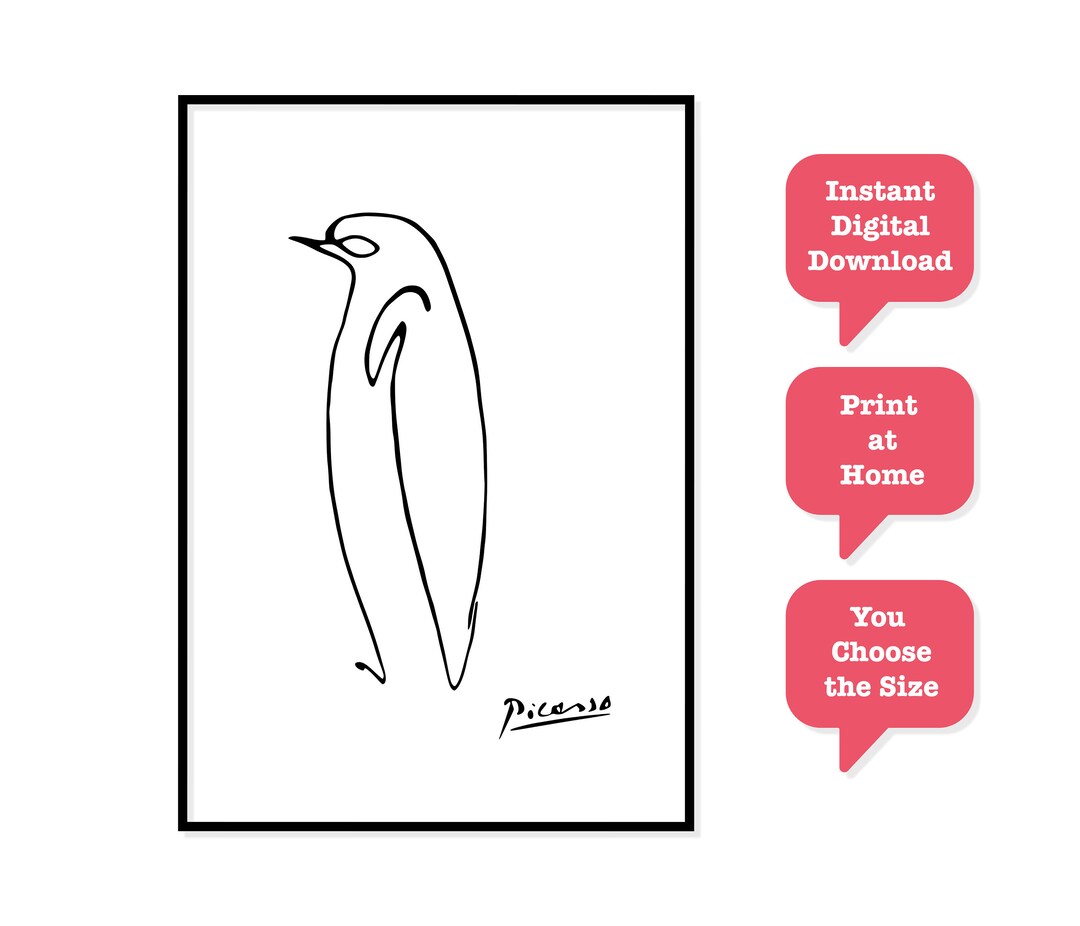 Picasso Penguin Digital Download - Animal Wall Art, Minimalist Picasso ...