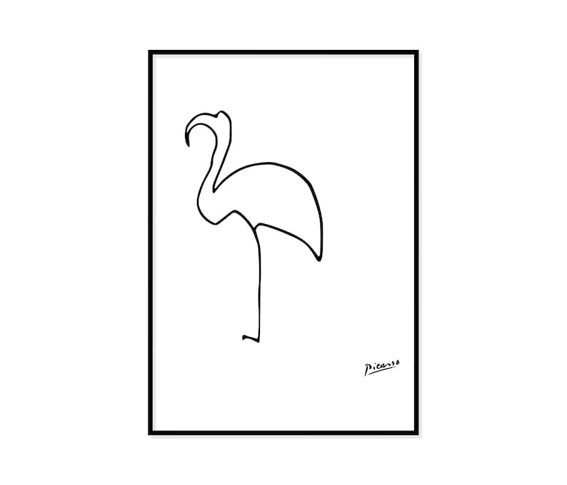 Pablo Picasso - Flamingo Print - Digital Download - Picasso Line Art ...