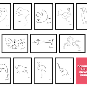 12 Pablo Picasso Animal Prints - Dog Penguin Flamingo Chicken Dove ...