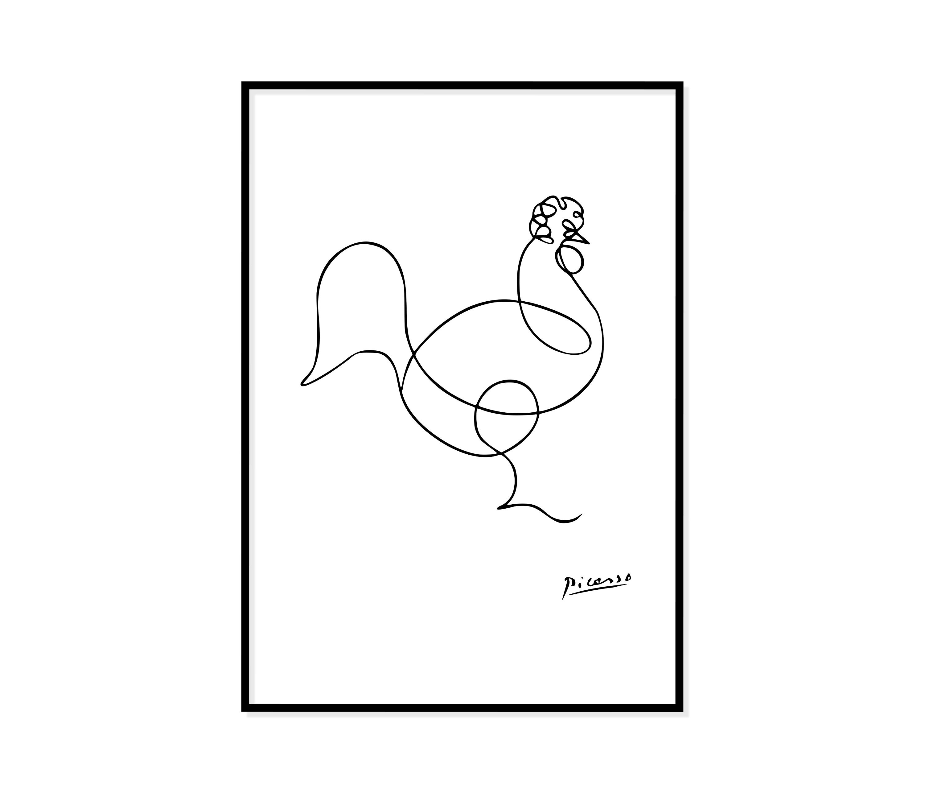 Pablo Picasso - Rooster Print - Animal Wall Art | Minimalist Picasso ...