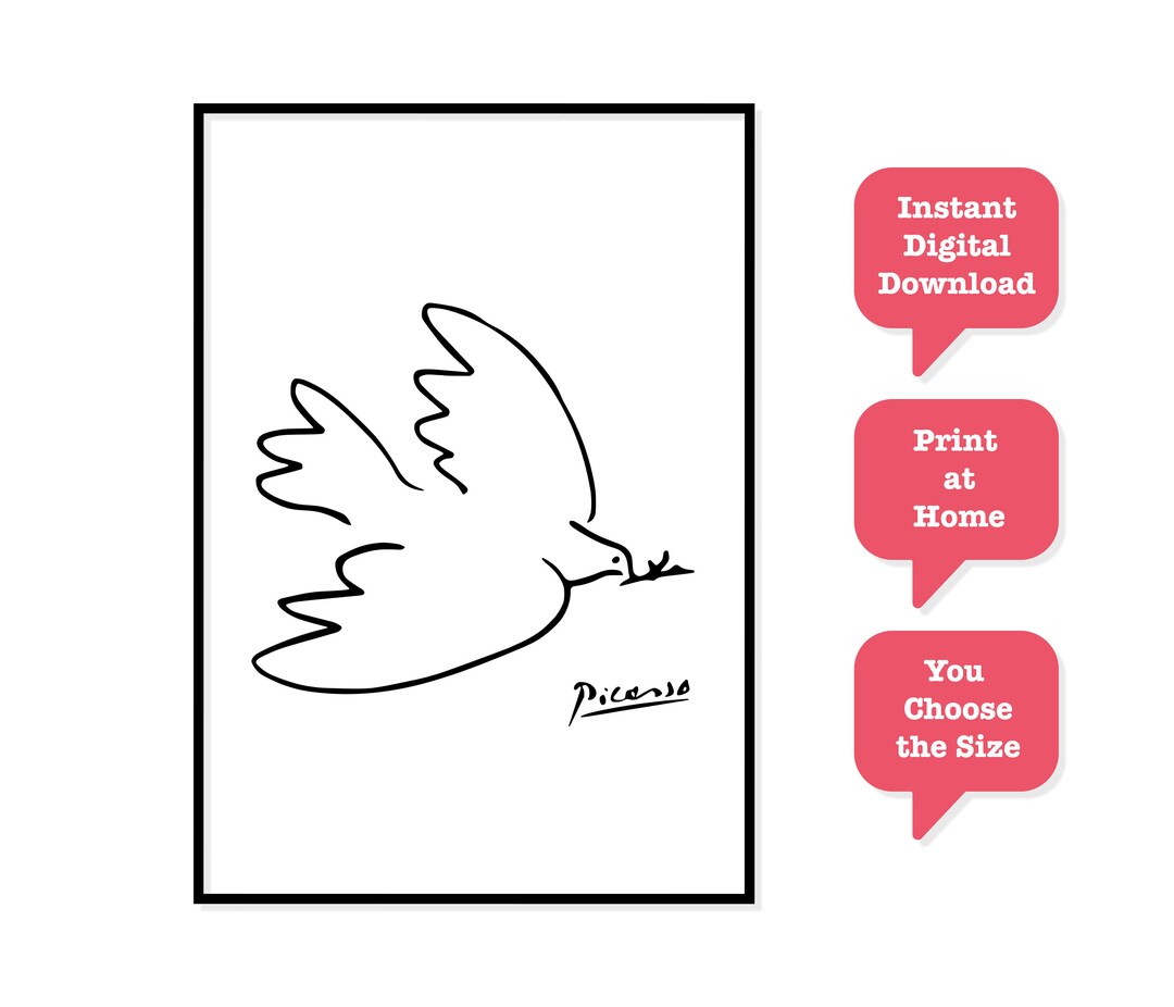 Pablo Picasso - Dove of Peace Print - Digital Download - Picasso Line ...