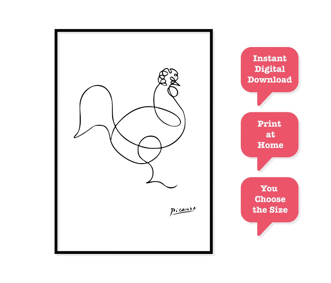 Pablo Picasso - Rooster Print - Animal Wall Art | Minimalist Picasso ...