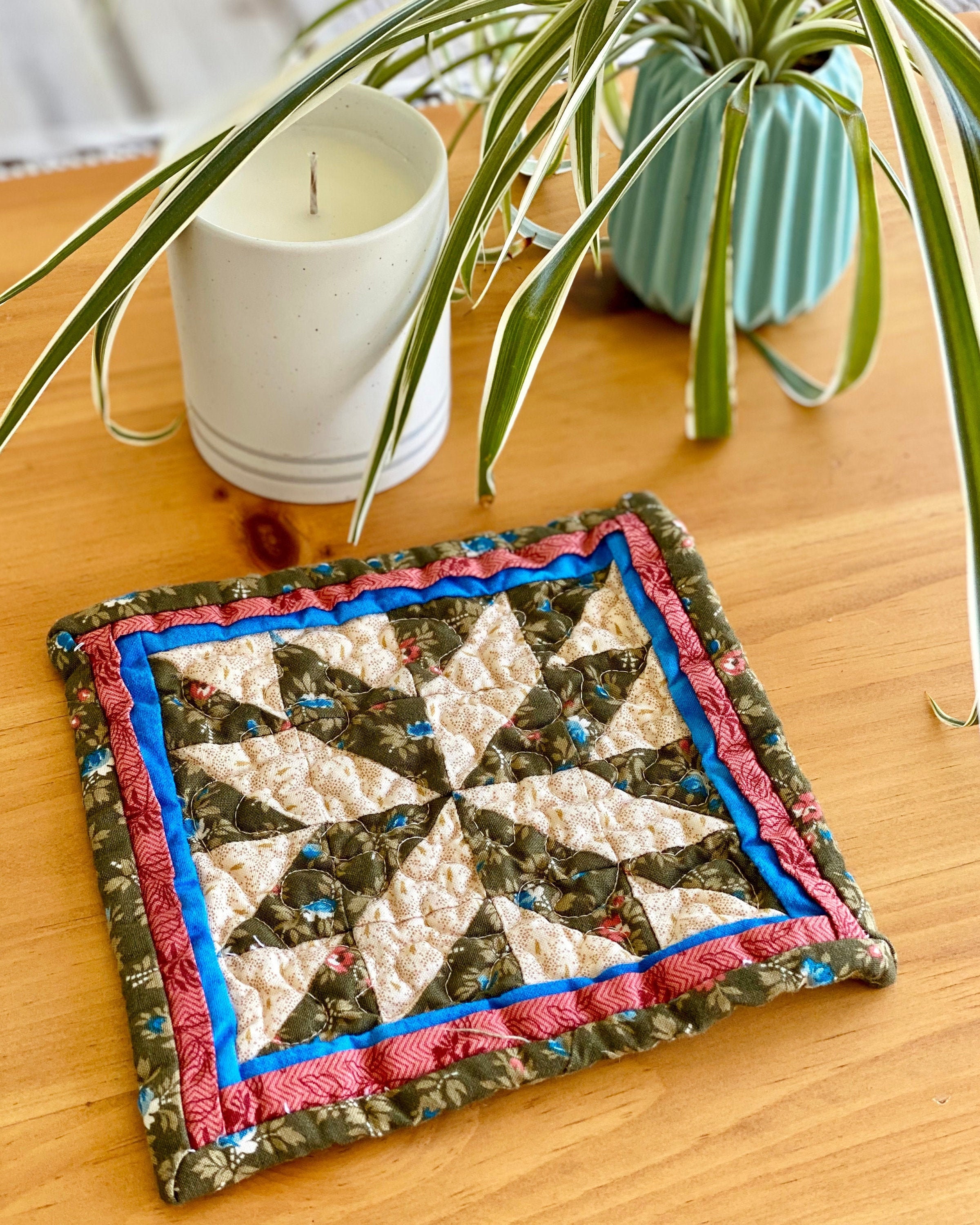 Quilted Candle Mat Handmade Coaster Unique Plant Mat Unique - Etsy UK
