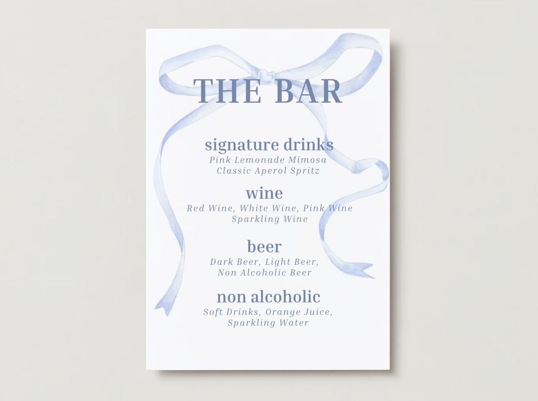 Single Bow Bar Sign - Digital Template - Etsy