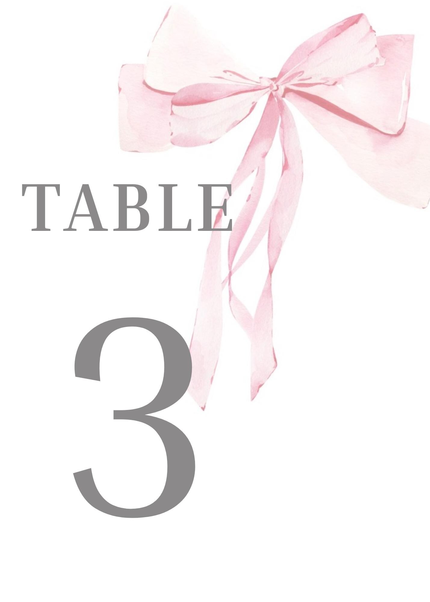 Pink Bow Table Numbers - Digital Template - Etsy