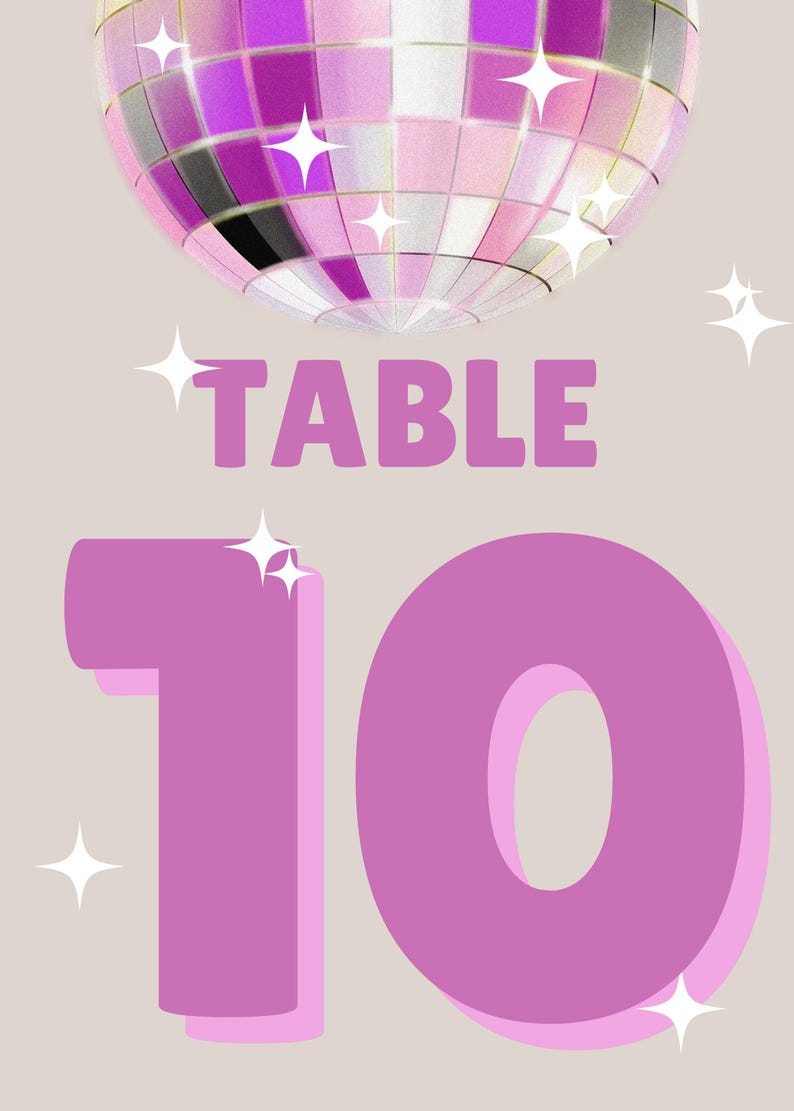 Disco Table Numbers Digital Template - Etsy