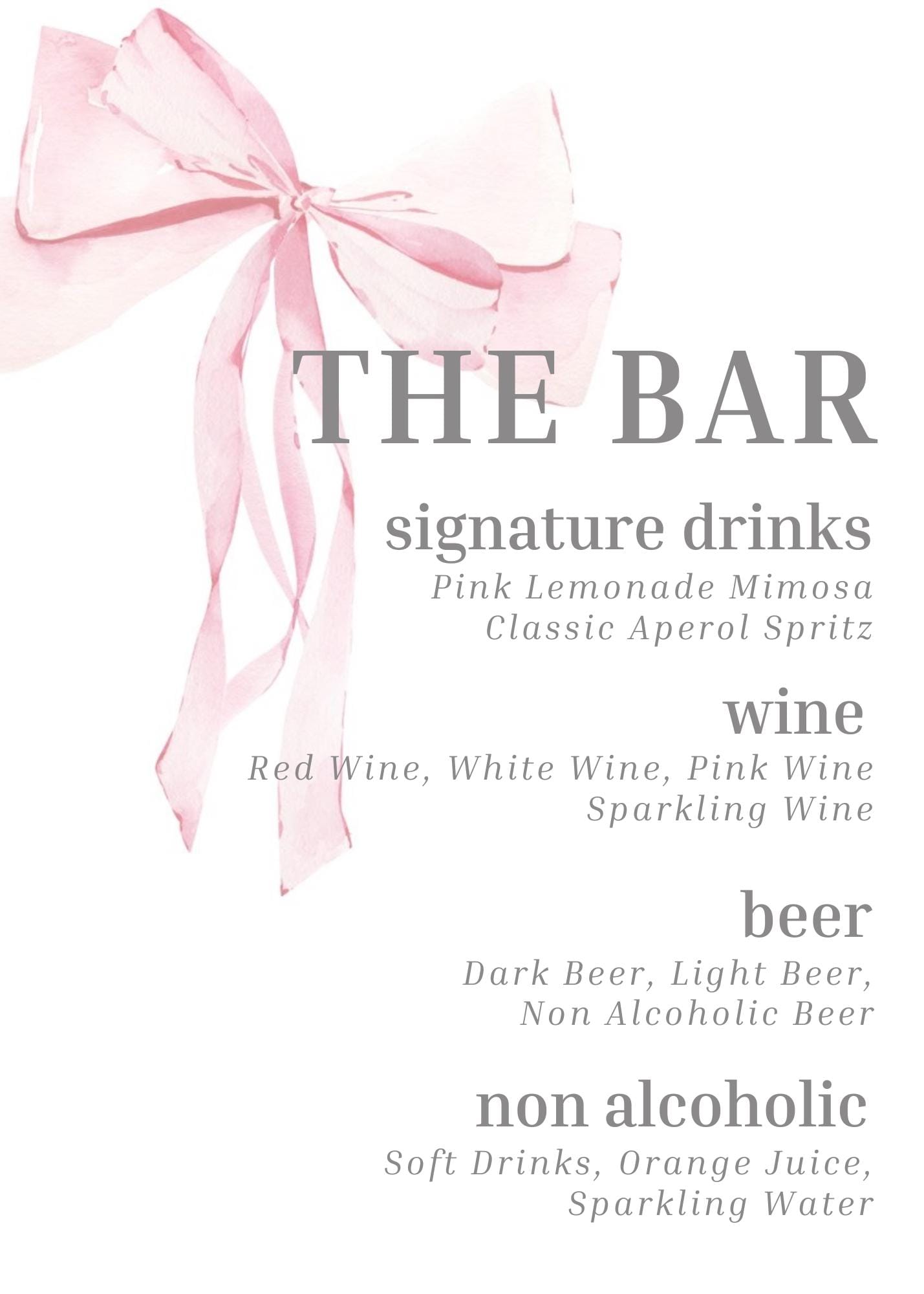 Pink Bow Bar Sign - Digital Template - Etsy