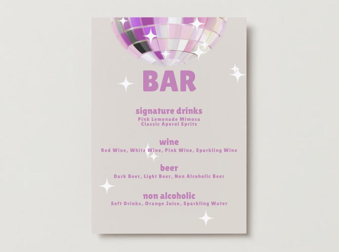 Disco Bar Sign Digital Template - Etsy