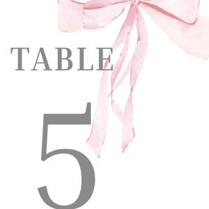 Pink Bow Table Numbers - Digital Template - Etsy