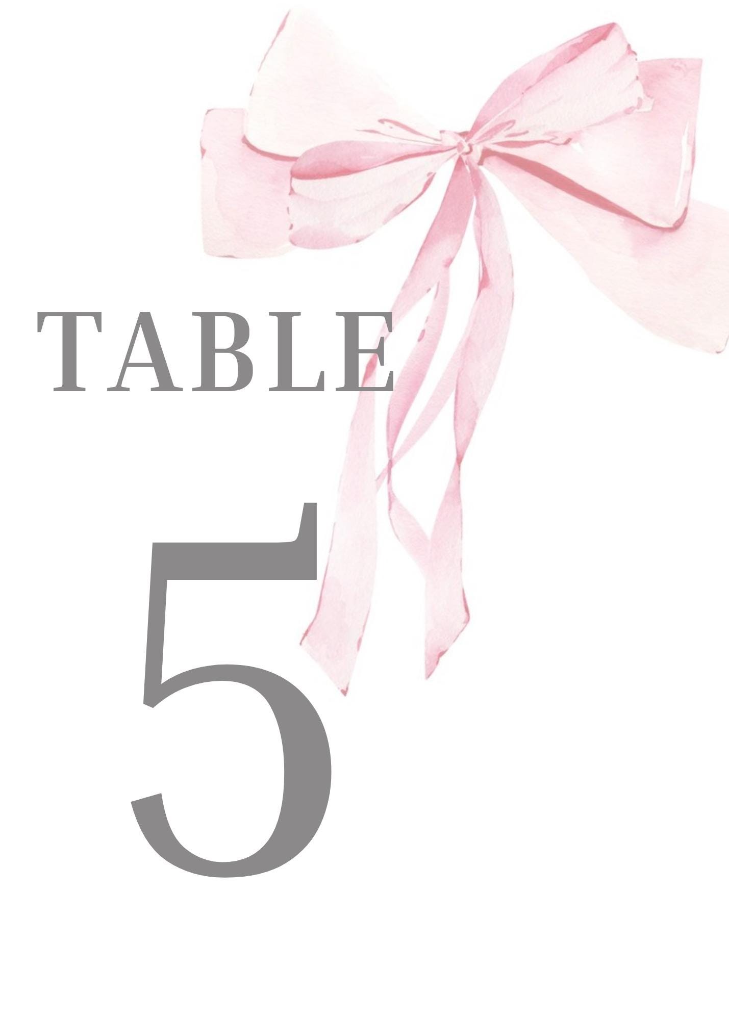 Pink Bow Table Numbers - Digital Template - Etsy