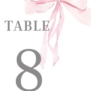 Pink Bow Table Numbers - Digital Template - Etsy