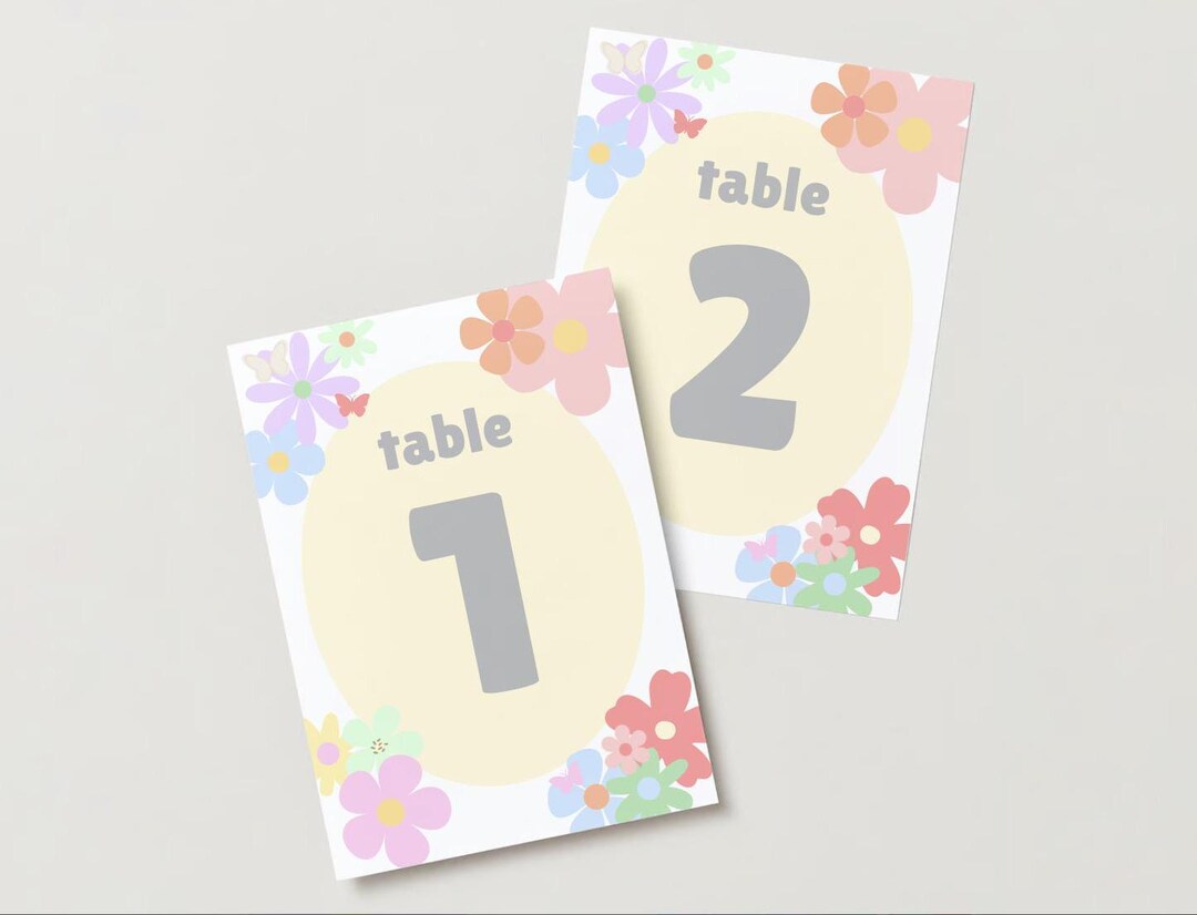Flower Power Table Numbers Digital Template - Etsy