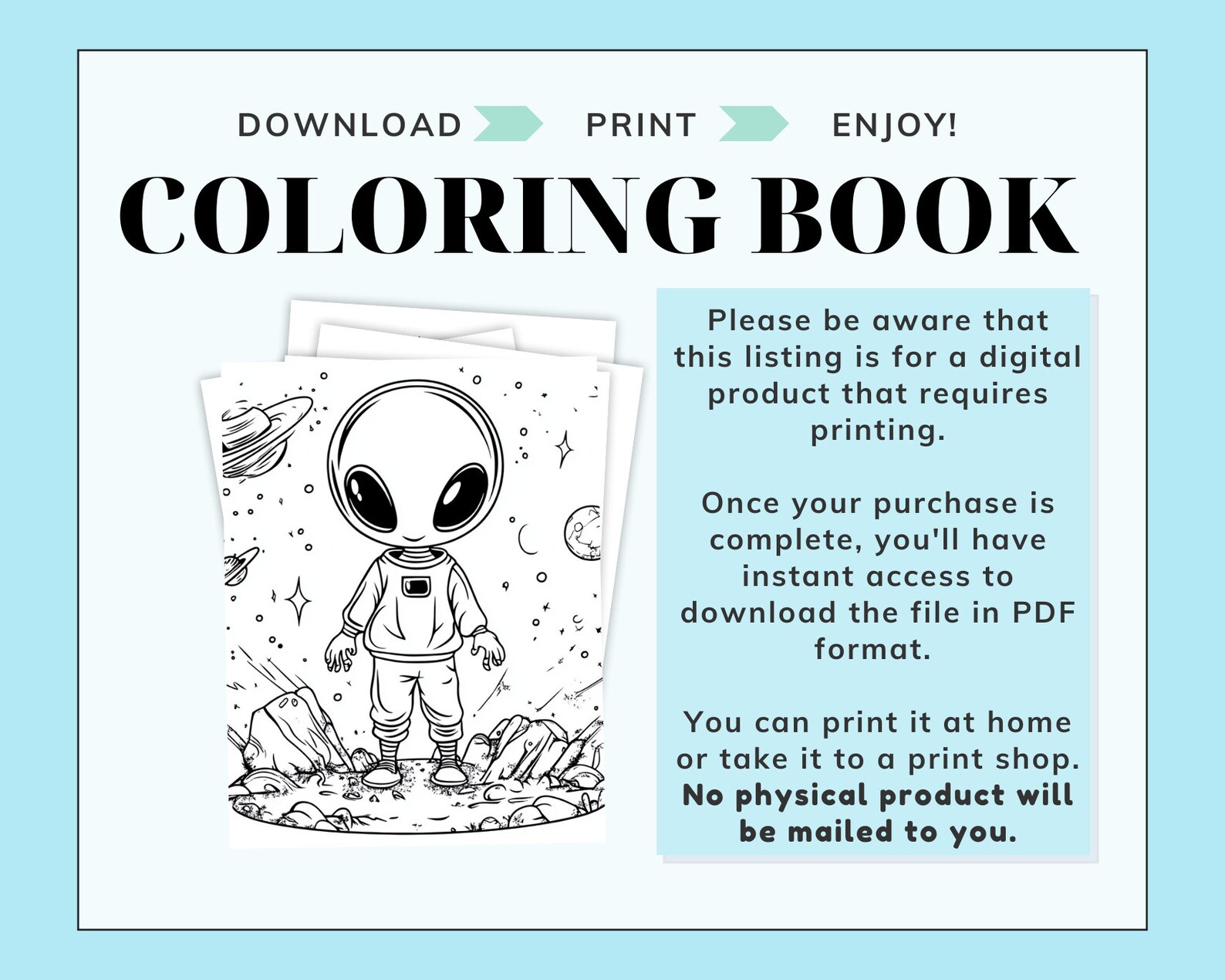 Space Coloring Book, Space Coloring Pages, Space Printable PDF, Outer ...