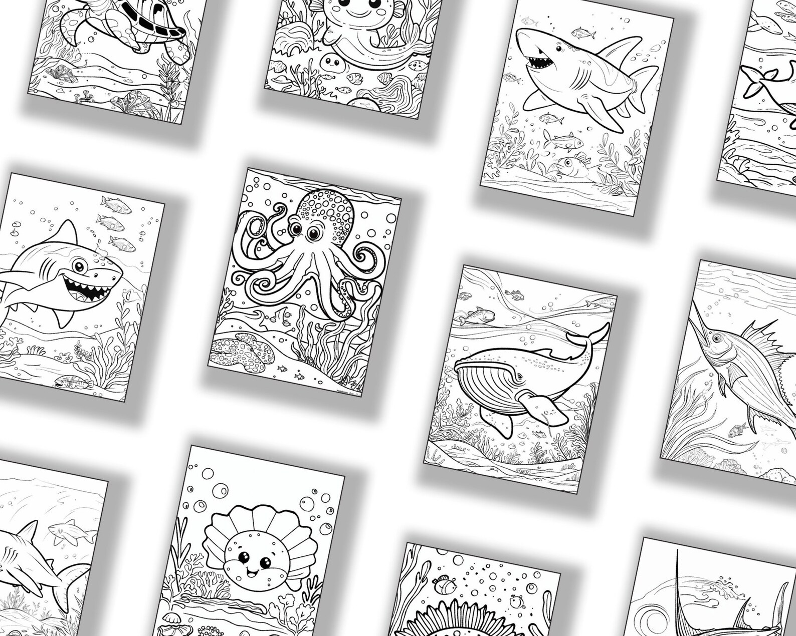 50 Ocean Animals Coloring Pages, Homeschool Art Activities for Kids ...